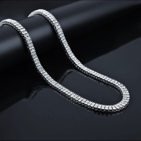 Accessories | White Gold Double Row Tennis Chain 1mm | Poshmark